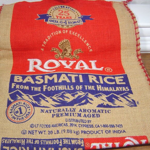 Royal Basmati | Accents | Royal Basmati Burlap Rice Bag Tote With ...